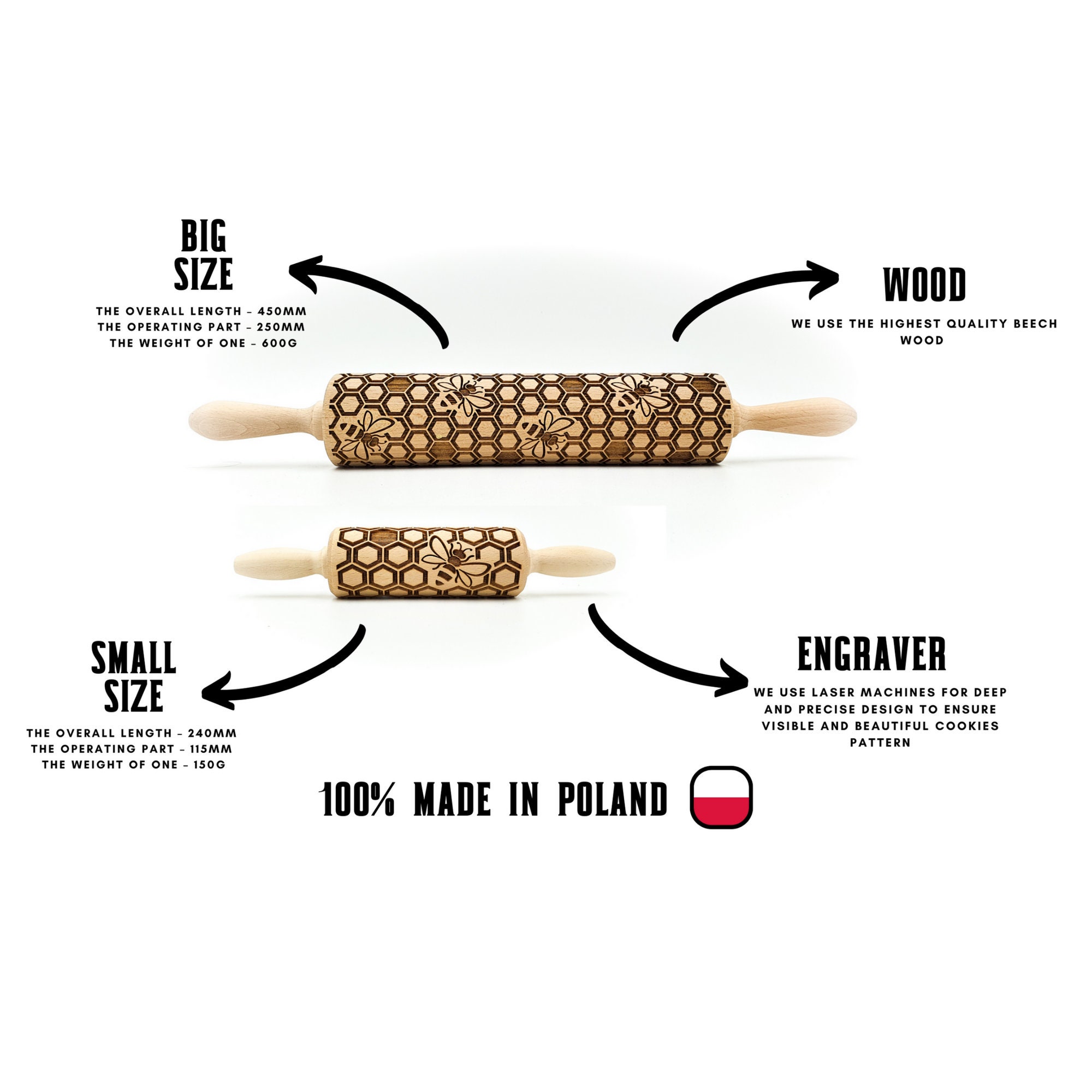 Boo Rolling Pin, Embossing Rolling Pin, Engraved Rolling Pin by Laser ...