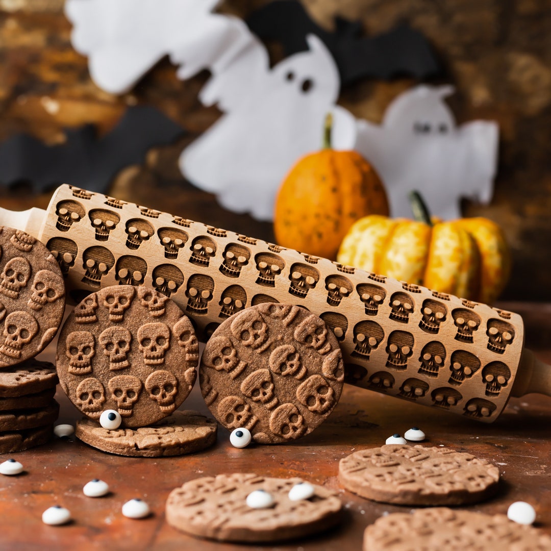SKULL Rolling Pin, Embossing Rolling Pin, Engraved Rolling Pin by Laser ...