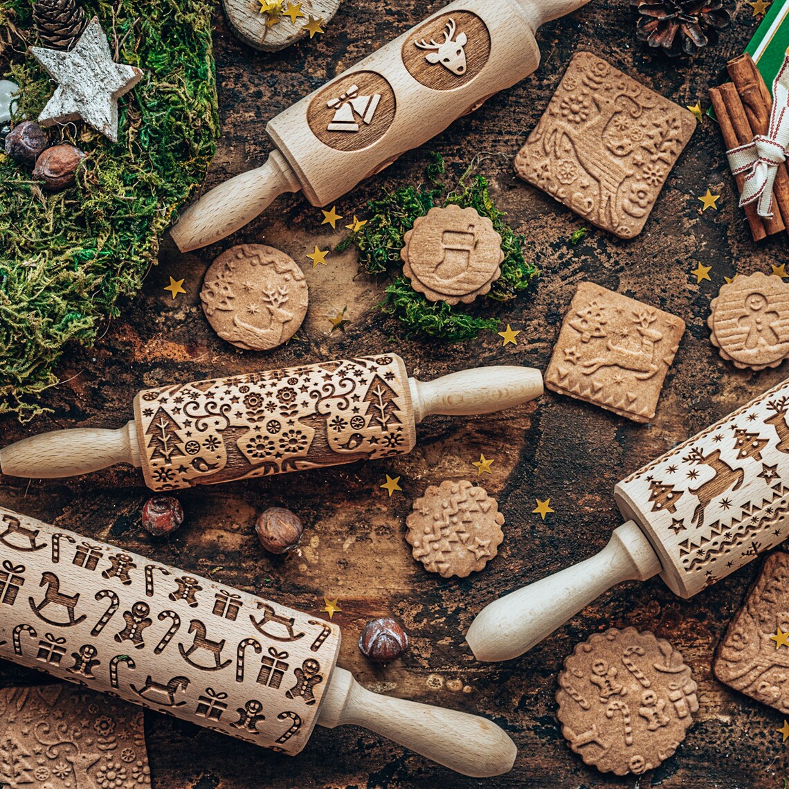 MERRY CHRISTMAS Rolling Pin Embossing Rolling Pin Engraved - Etsy