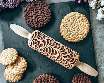 Mexican Folk Pattern Mini Rolling Pin, Embossing Rolling Pin, Laser ...