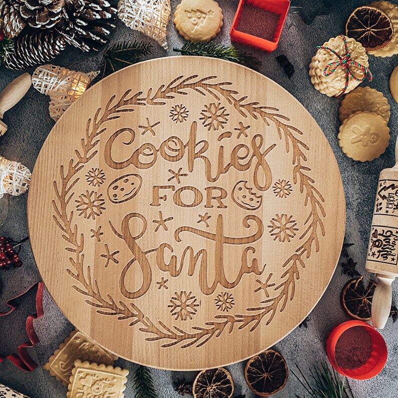 Cookies for Santa Rotating Christmas Board Engraved - Etsy