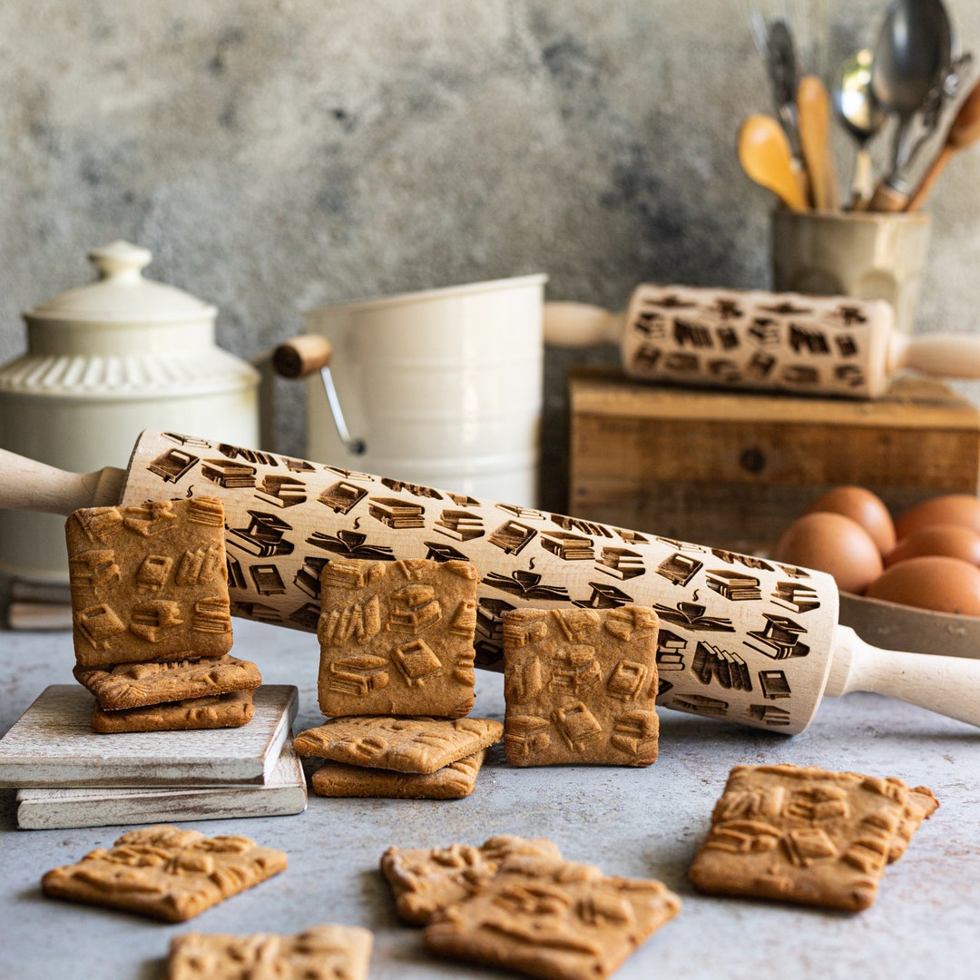 LIBRARY Rolling Pin, Embossing Rolling Pin, Engraved Rolling Pin by ...