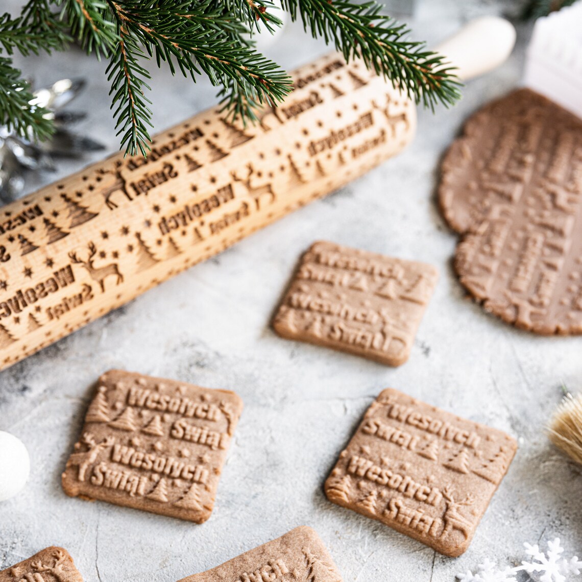 MERRY CHRISTMAS Rolling Pin Embossing Rolling Pin Engraved - Etsy