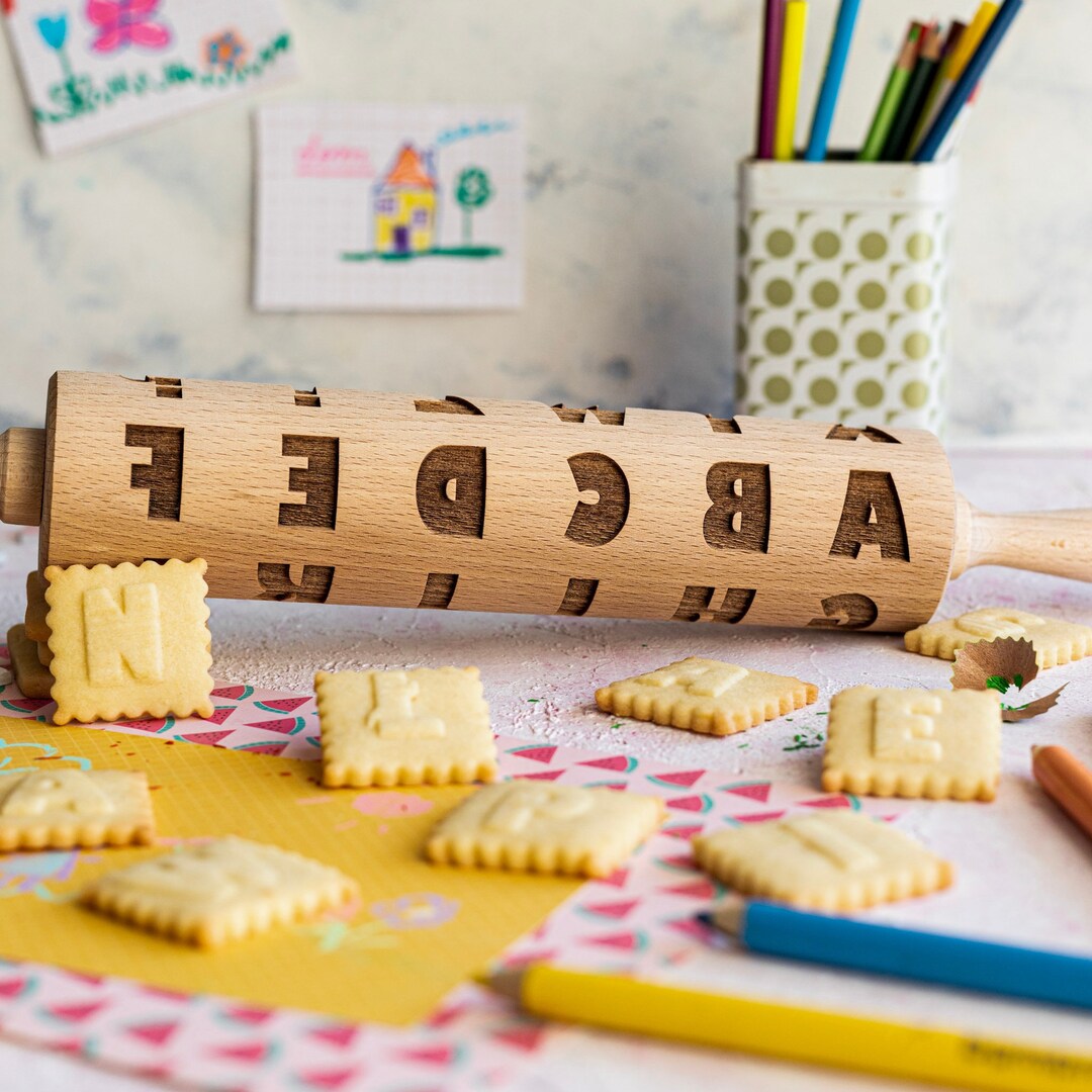 ALPHABET Rolling Pin, Embossing Rolling Pin, Engraved Rolling Pin by ...