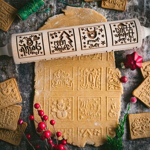 CHRISTMAS SQUARE Rolling Pin, Embossing Rolling Pin, Engraved Rolling ...