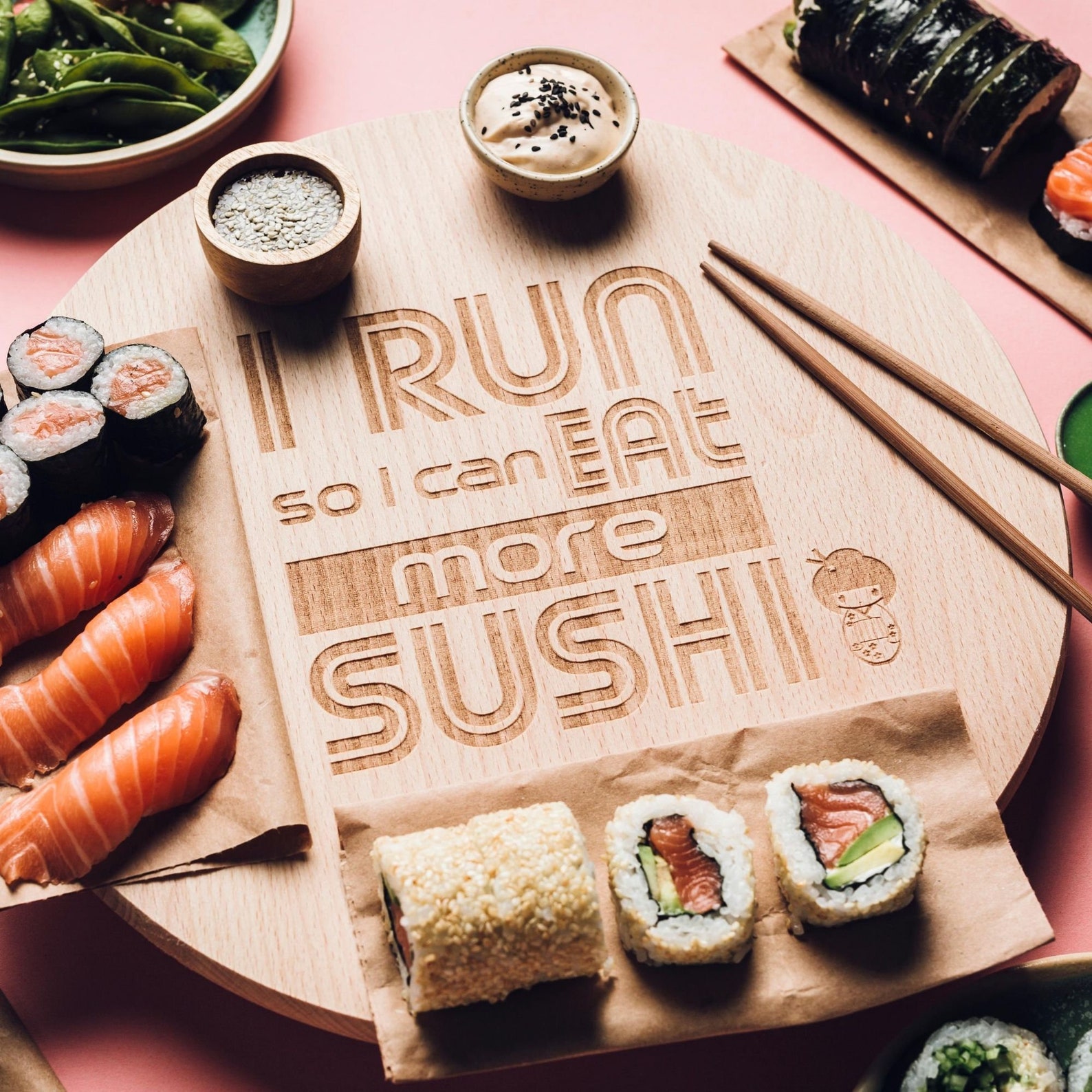 More Sushi Rotating Sushi Board Engraved Sushi Board - Etsy