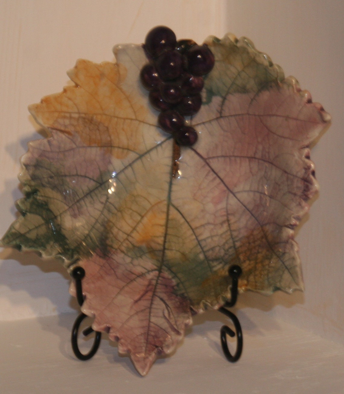 Handmade ceramic grape leaf bowl purple grape leaf pottery | Etsy