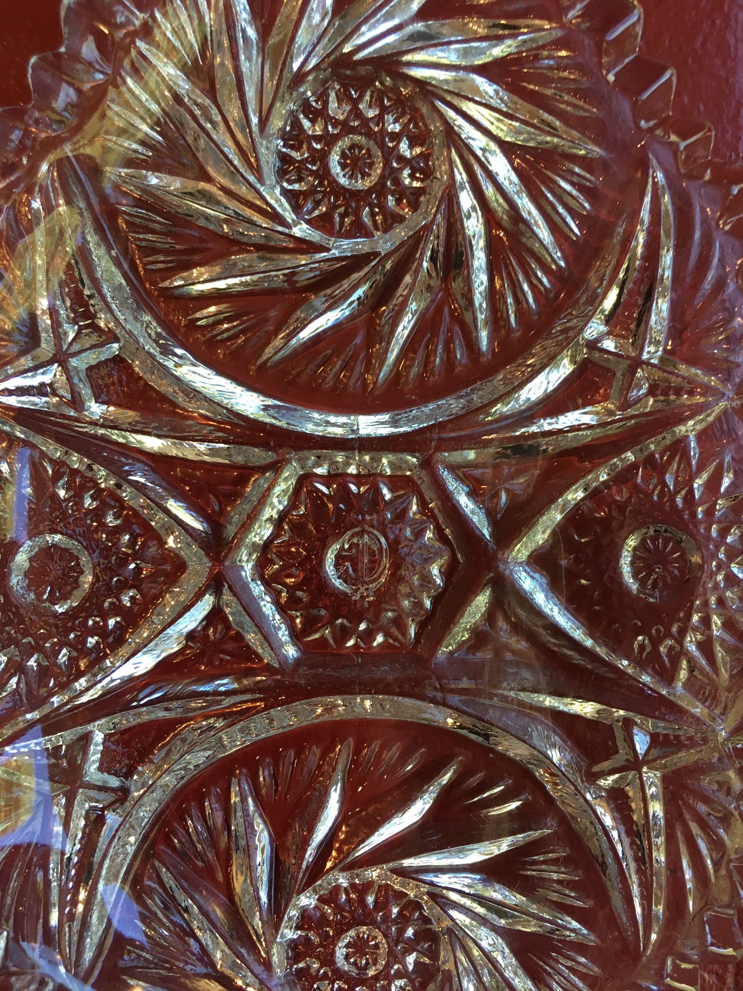Vintage Nucut Cut Glass Relish Dish, Stamped With Imperial Glass ...