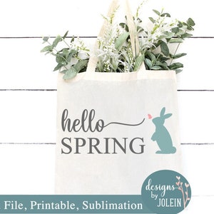 Hello Spring Rabbit Farmhouse SVG, Png, Eps, Jpeg, Dxf, Sublimation ...