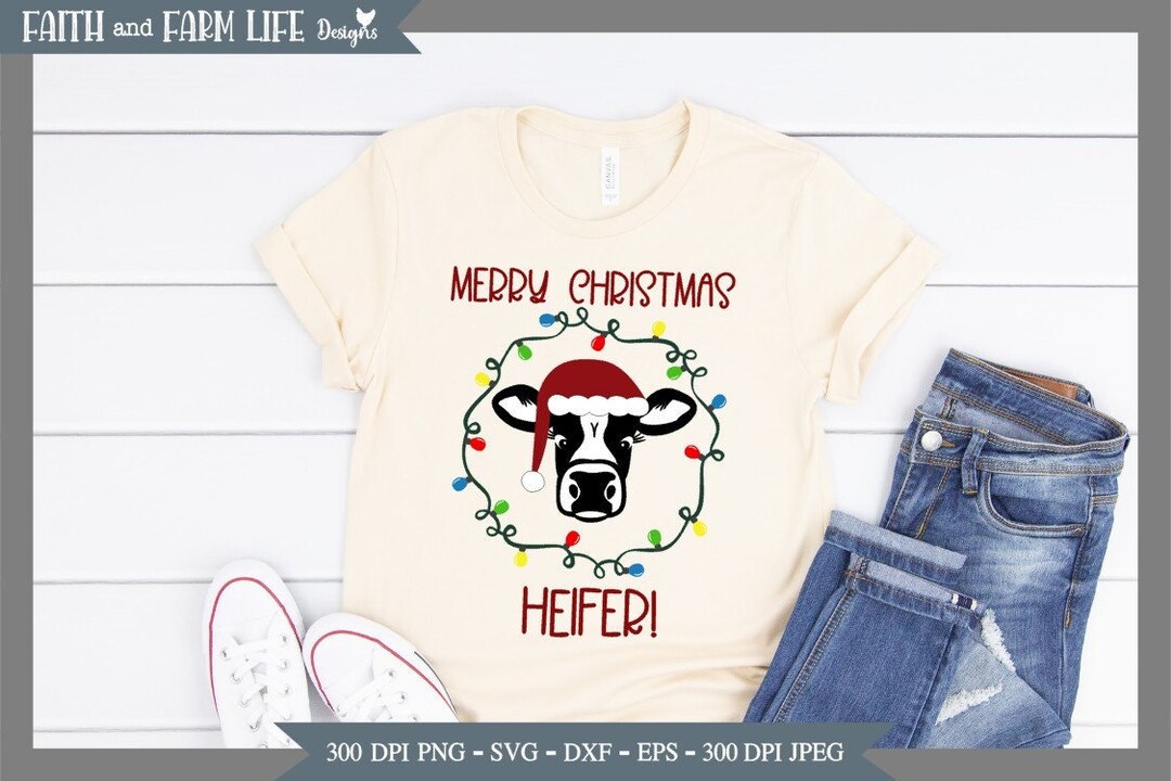 Merry Christmas Heifer Svg/sublimation - Etsy