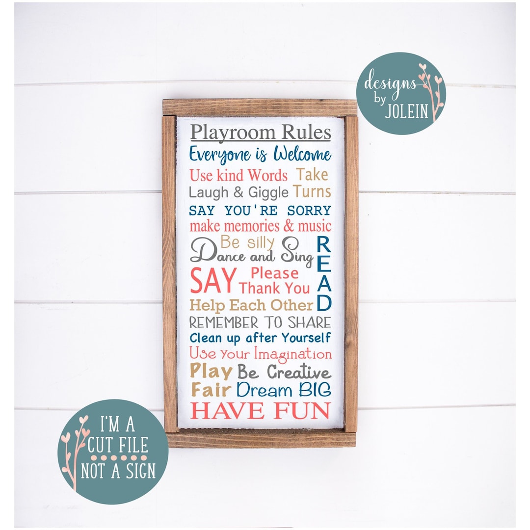 Cut File - Playroom Rules Farmhouse SVG, Png, Jpeg, Dxf, Sublimation ...