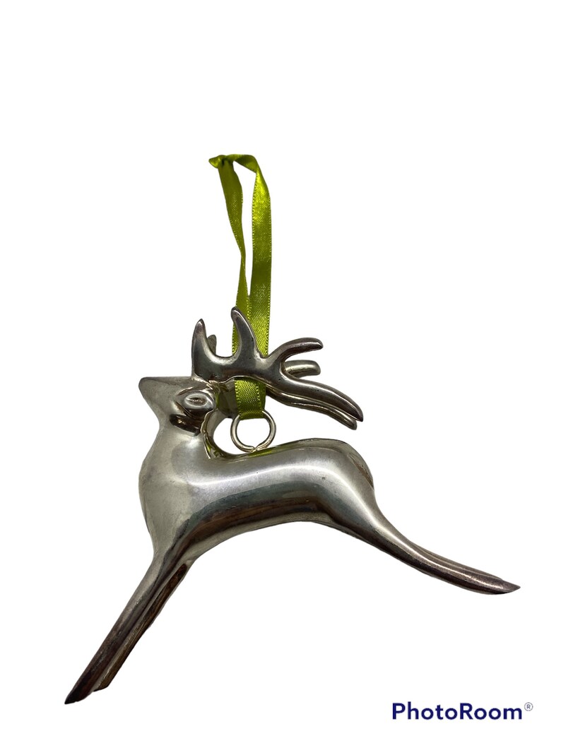 Pottery Barn Silver Tone Metal Reindeer Ornament - Etsy