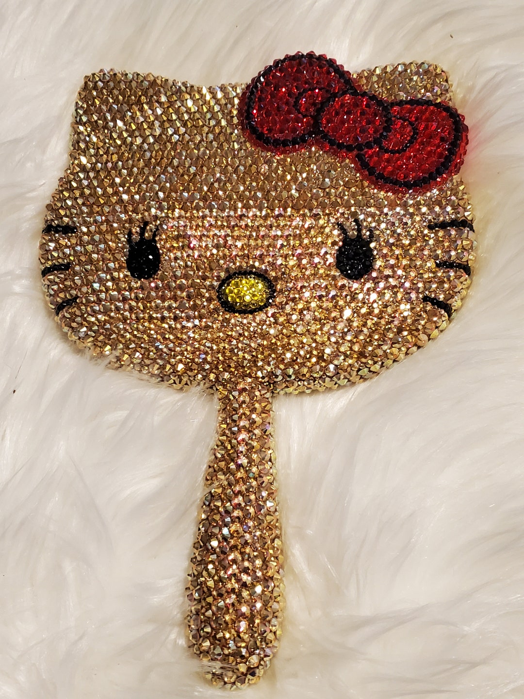 Gold Rhinestone Bling Hello Kitty Handheld Mirror Red Bow - Etsy