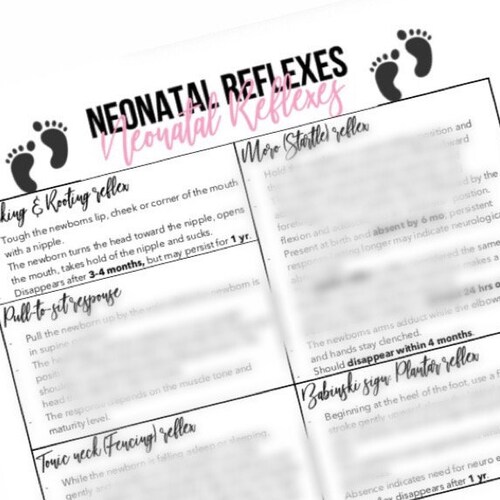 Neonatal Reflexes Study Chart - Etsy