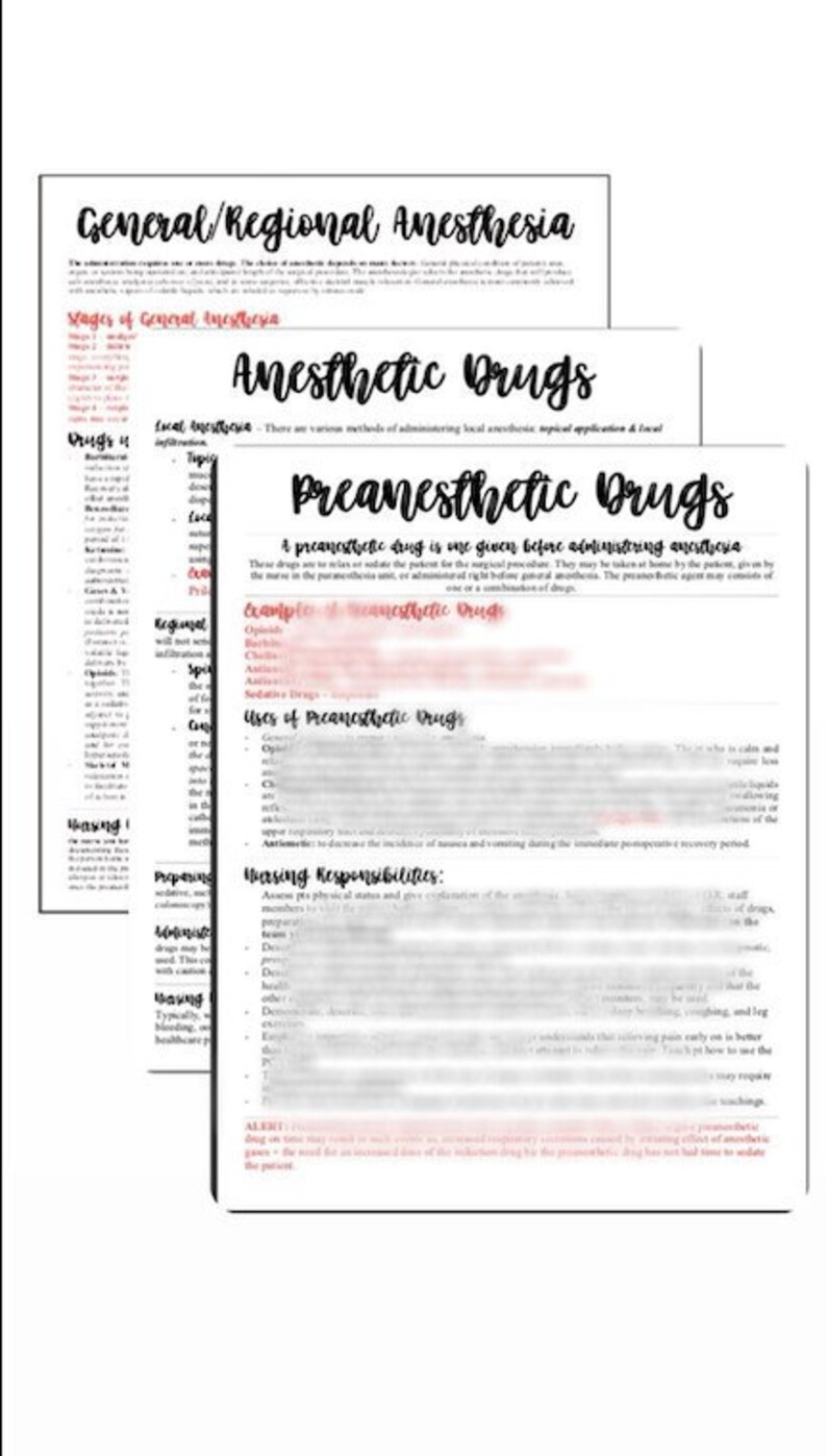 Anesthesia + Preanesthesia Drugs & Protocol Package - Pharmacology - Etsy