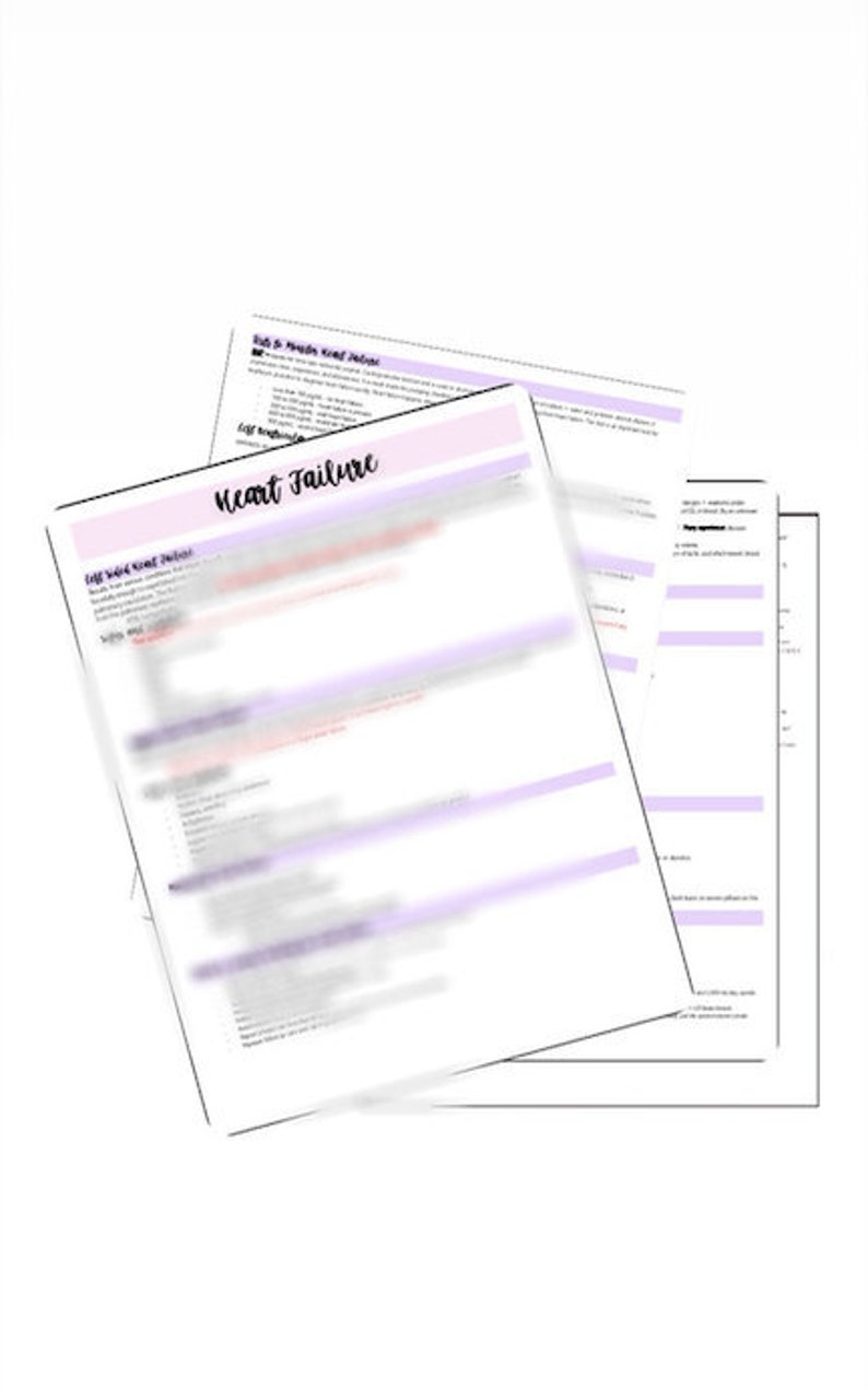 Med Surg - Heart Failure Notes - Etsy