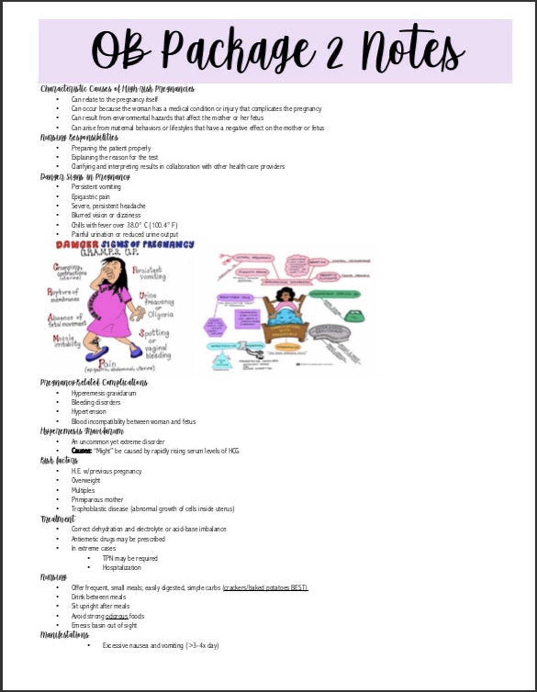 OB Package 2 Notes - Nursing - Etsy