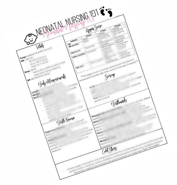 Neonatal Nursing 101 Cheat Sheet | Etsy