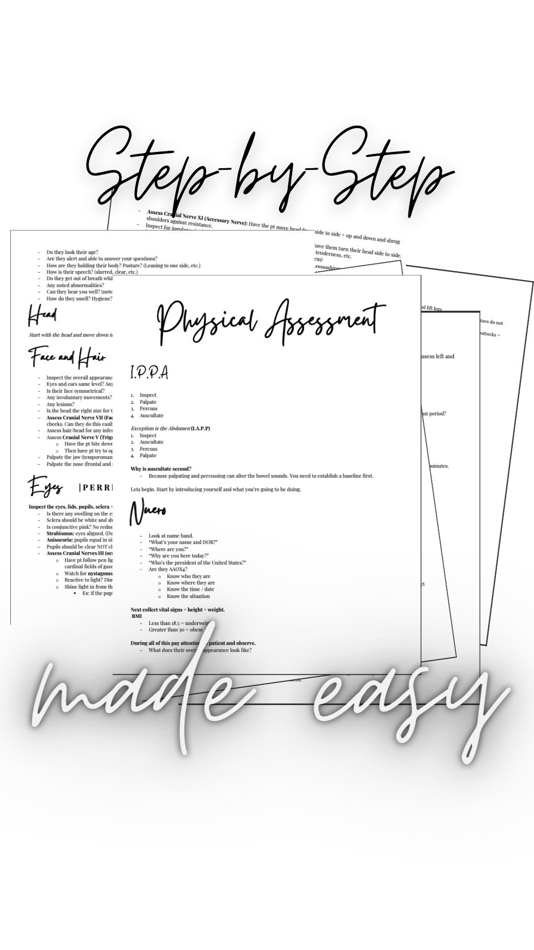 Head to Toe Assessment | Nursing Made Easy | STEP BY STEP - Etsy