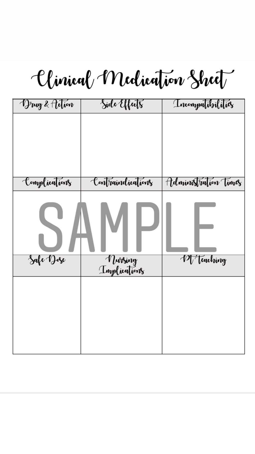 Clinicals Patient Templates (package of 8) - Nursing - Etsy