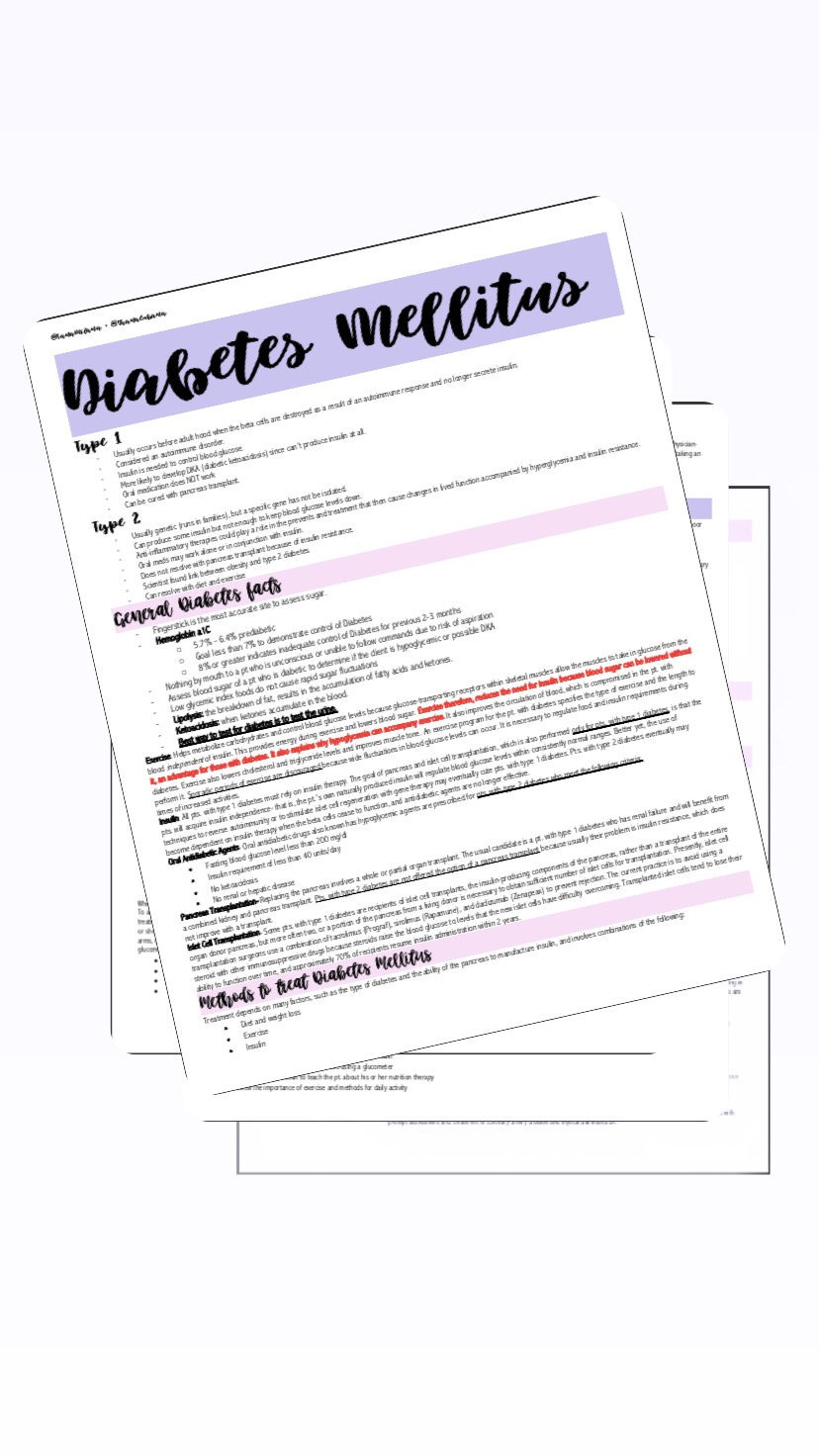 MED SURG - Diabetes Mellitus Notes - Etsy