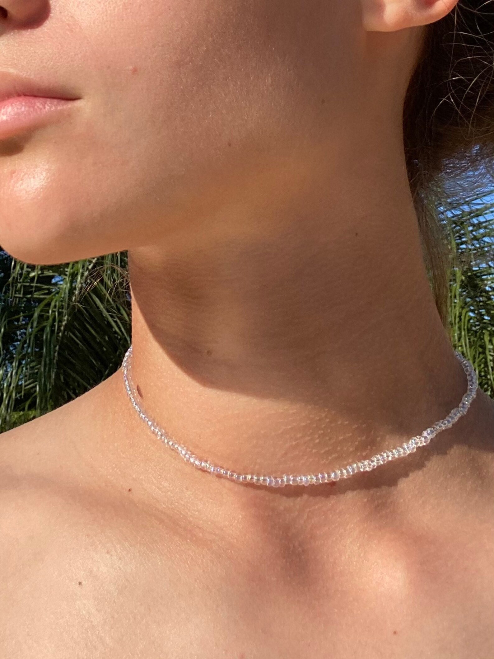 Crystal Clear Style Clear Beaded Necklace, Clear Necklace, Clear Beads ...