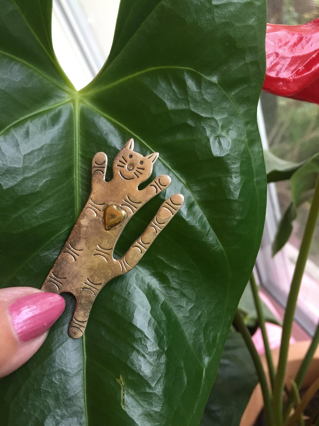 Silver Cat Pin - Etsy