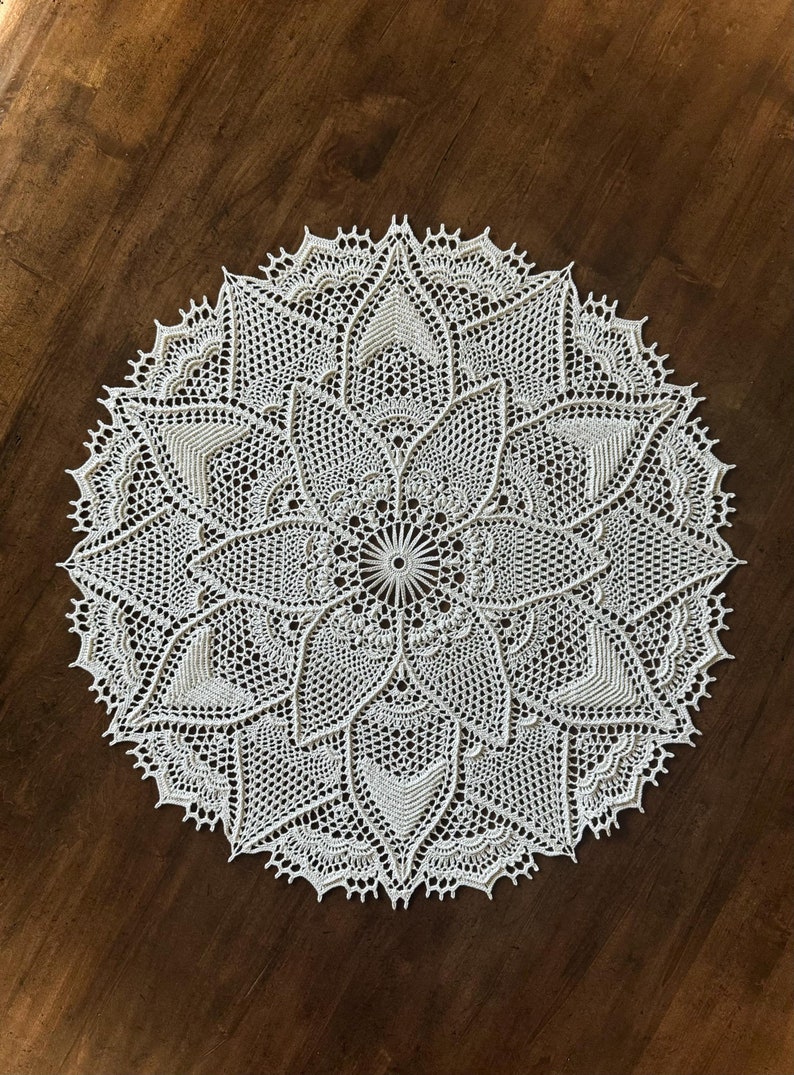 Textured Crochet Large Doily, Handmade Gift for Home, Piece of Art, Off ...