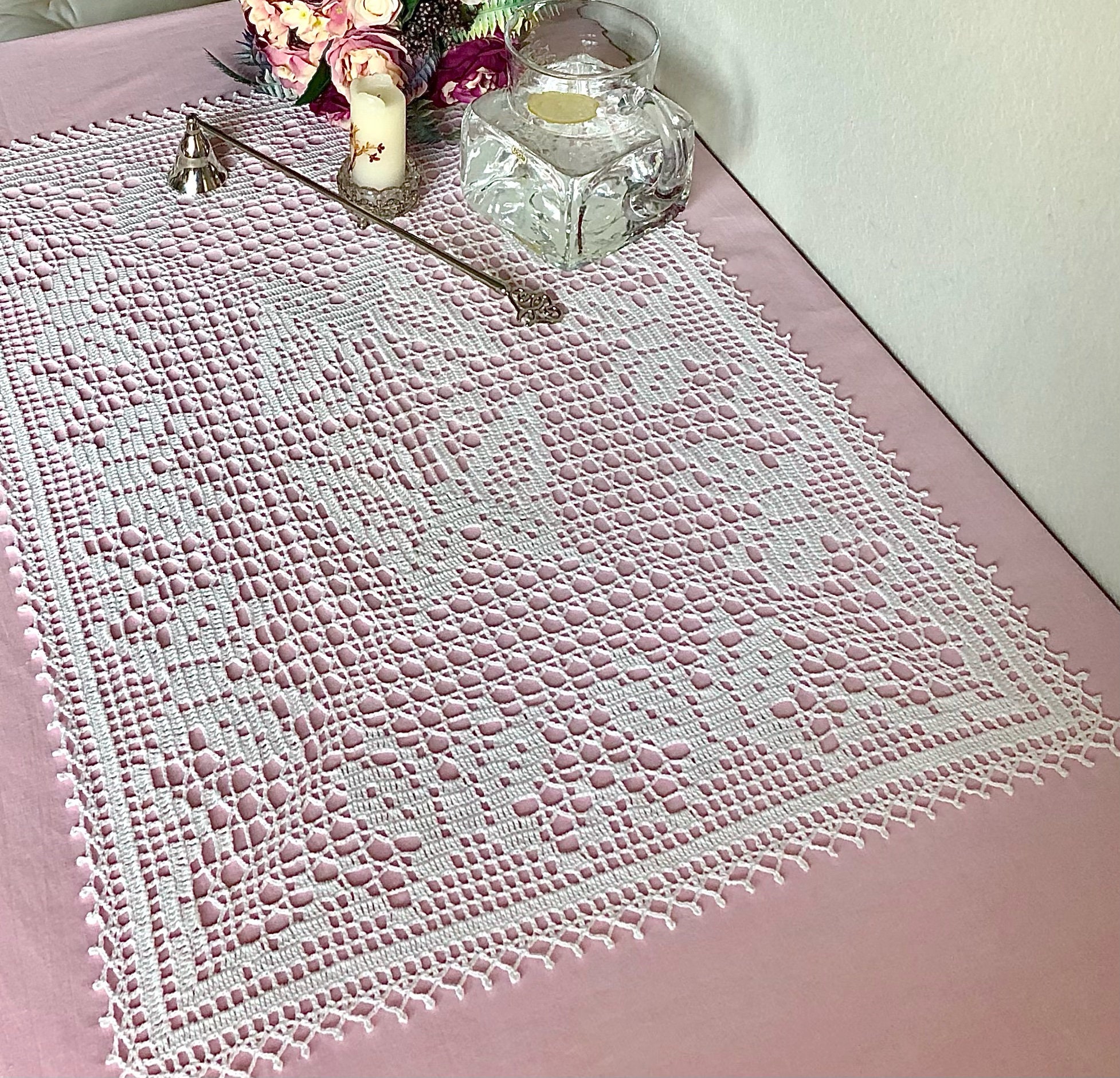 Crochet Home Decor, Crochet Lace Centerpiece, Crochet Coffee Table ...