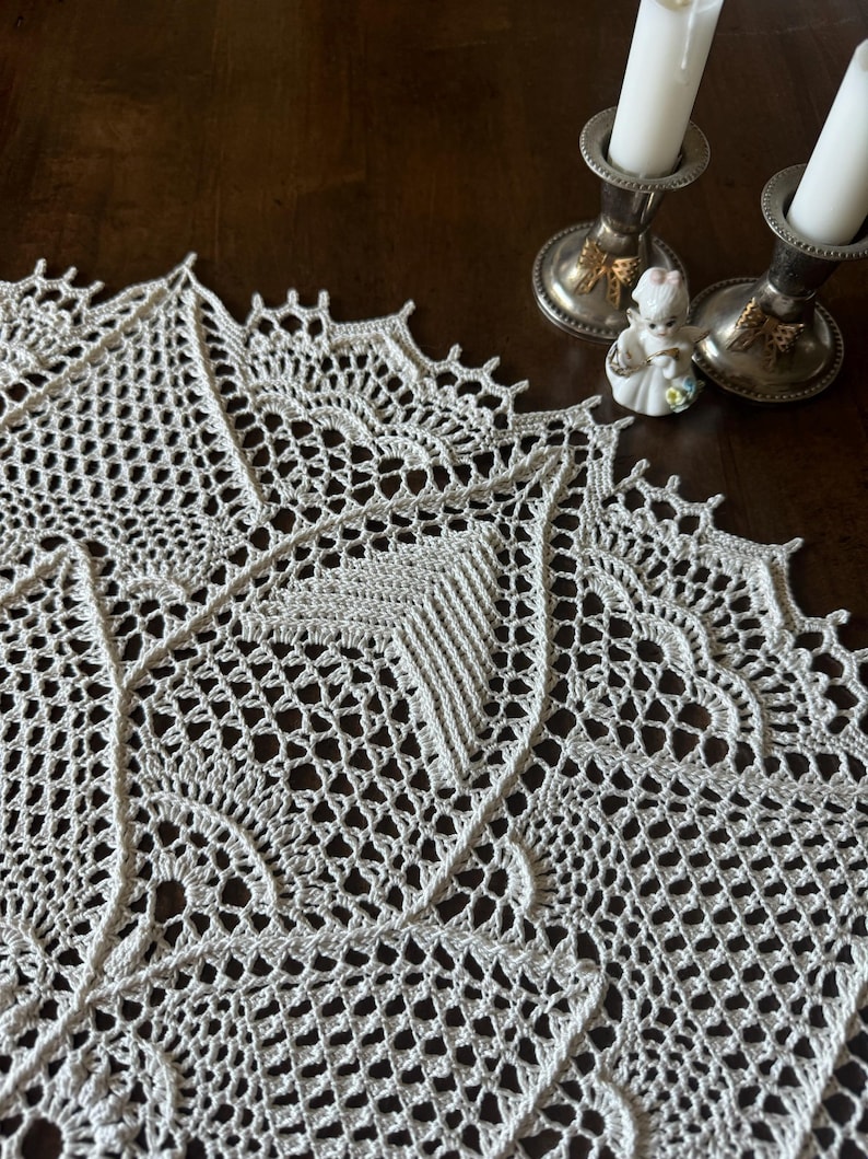 Textured Crochet Large Doily, Handmade Gift for Home, Piece of Art, Off ...