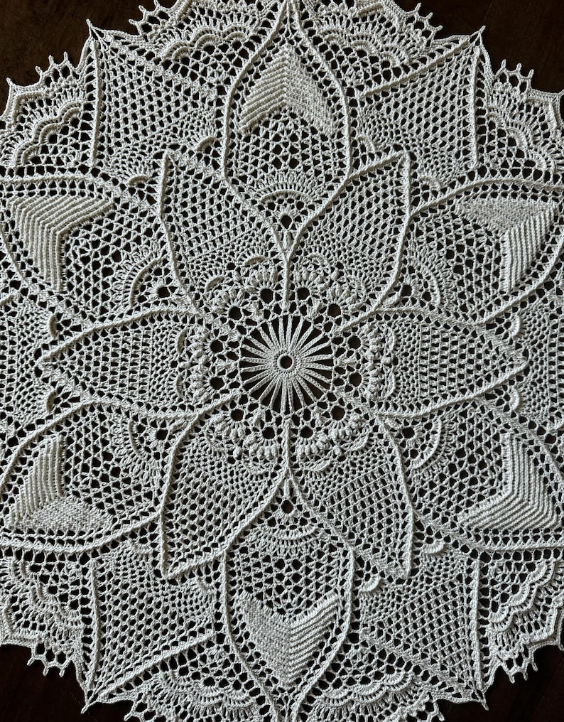 Textured Crochet Large Doily, Handmade Gift for Home, Piece of Art, Off ...