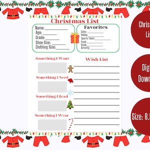Kids Christmas List Children's Christmas Wish List - Etsy