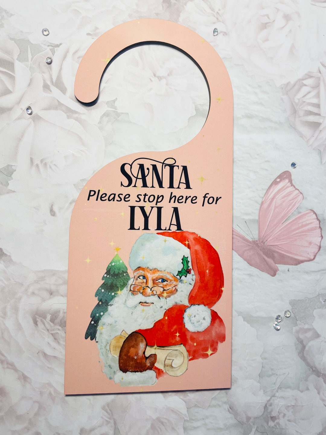 Personalized Christmas Eve Door Sign Santa Please Stop Here, Santa Stop ...