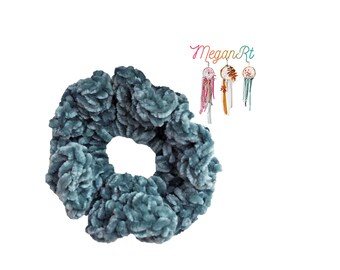 Teal Velvet Crochet Scrunchie Small - Etsy
