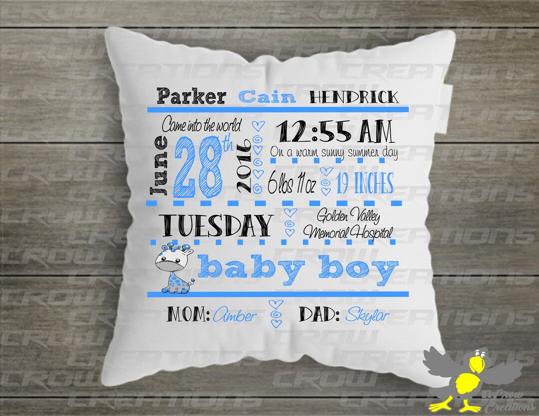Boy Birth Announcement Stats Design/birth Stats Png/boy Baby ...