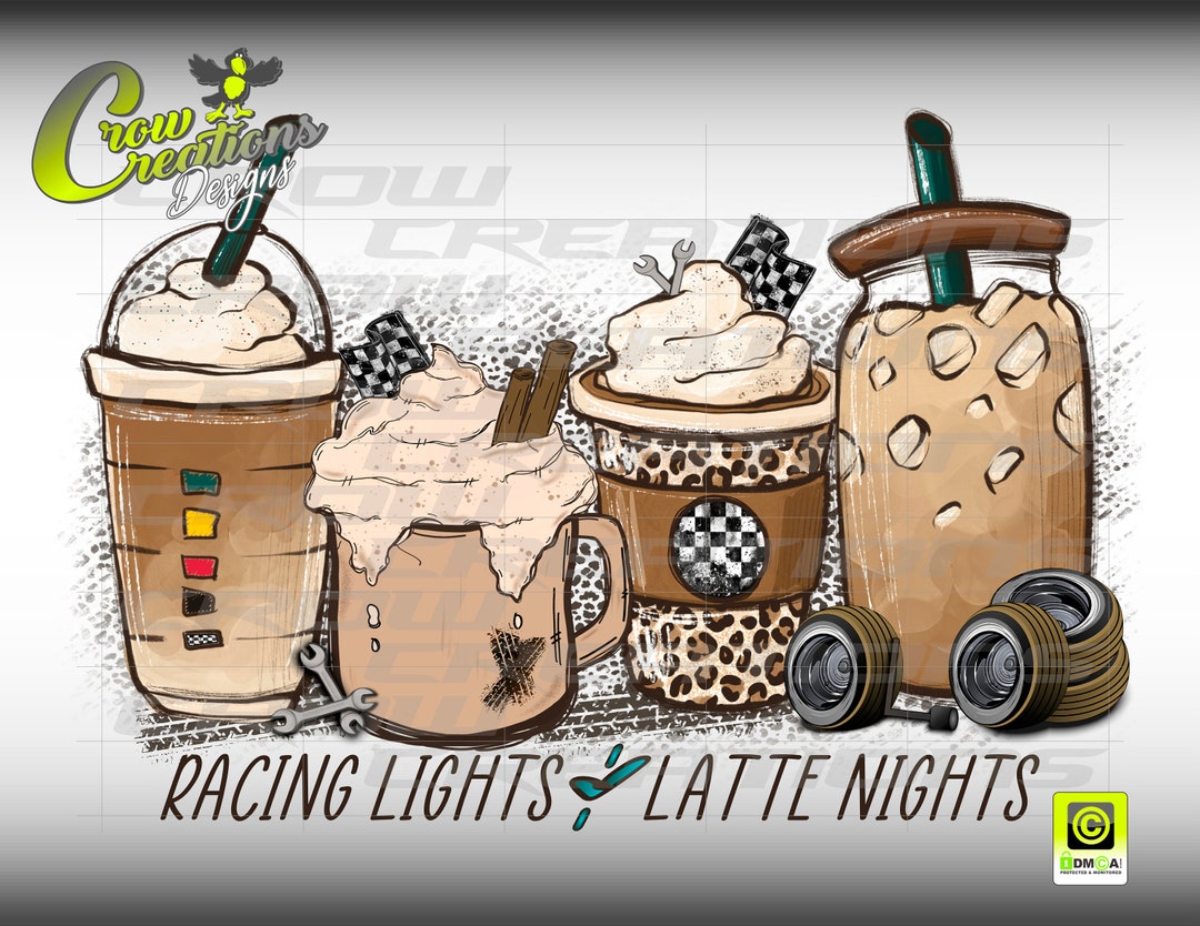 Race Lights & Latte Nights Coffee Latte Png/latte Drink Race Design ...