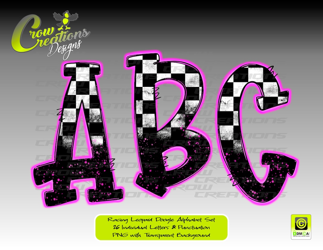 Checkered Neon Racing Bundle Font PNG, Race Doogle Font, Racing ...