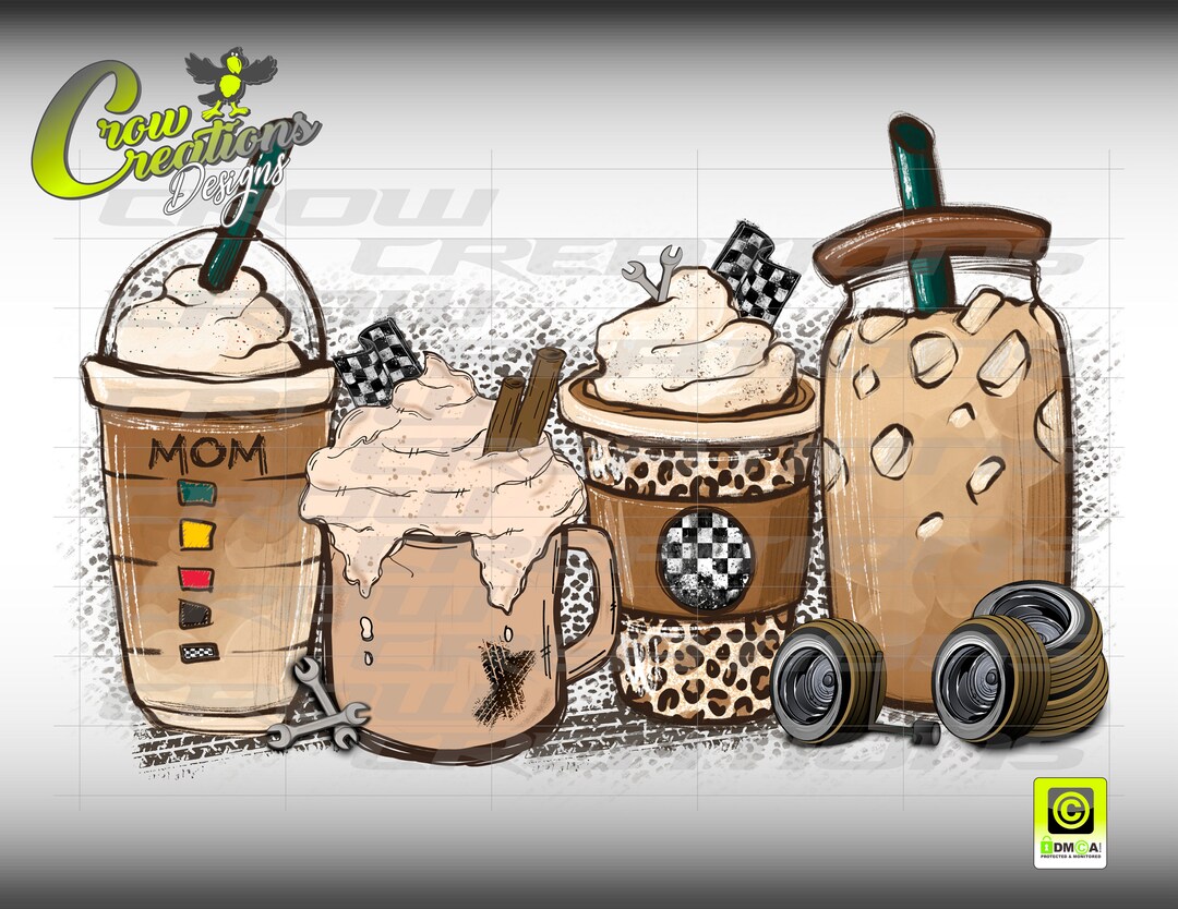 Mom Racing Coffee Latte PNG, Race Drink Latte, Race Latte PNG, Racing ...