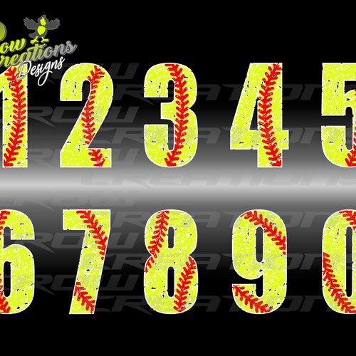 Softball Distress Number Font White Outline Softball Number - Etsy