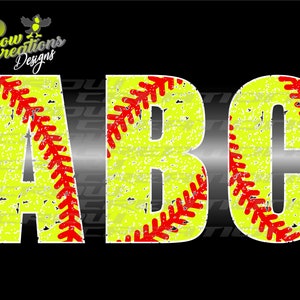 Softball Distress Alphabet Font White Outline, Softball Distressed Png ...