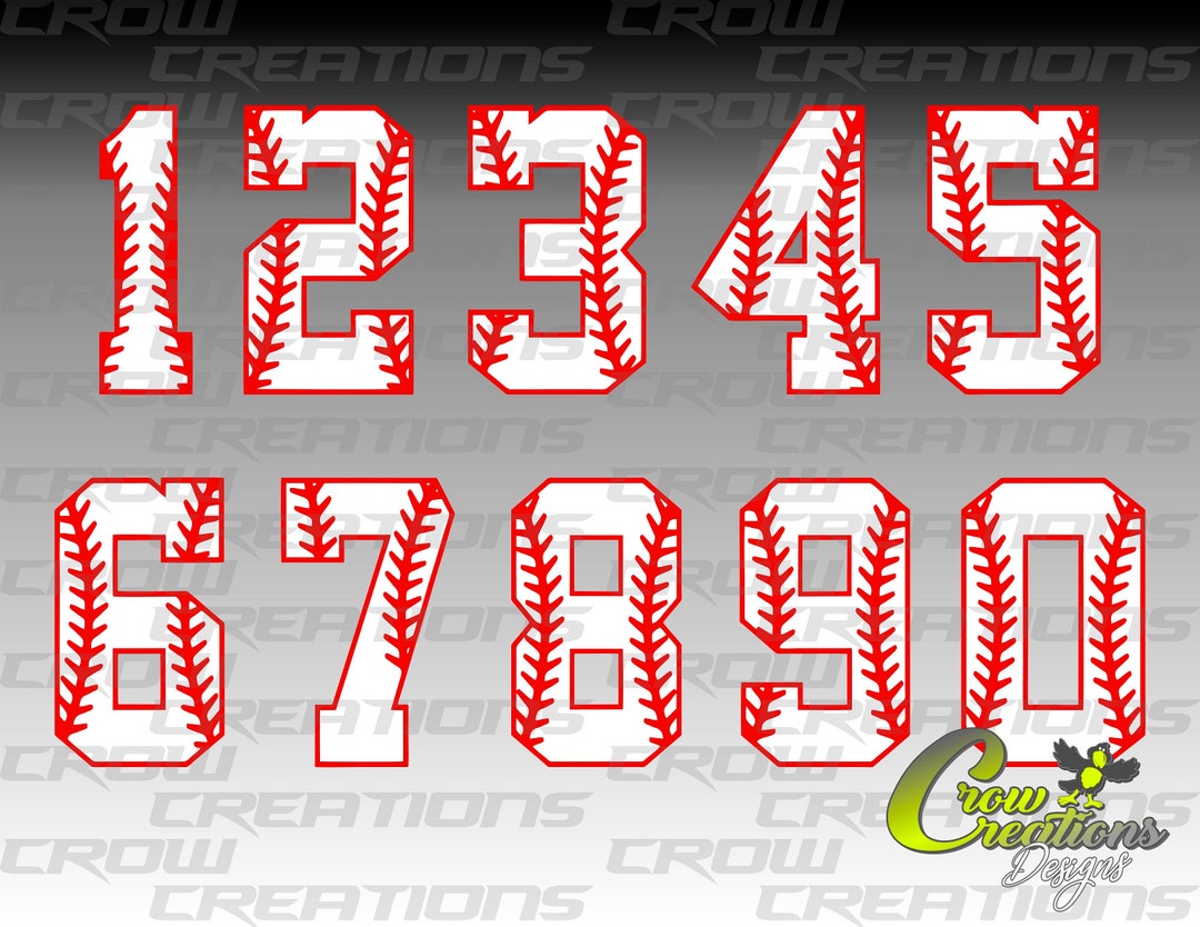 Baseball Number Font, Sublimation Baseball Png, Baseball Png, Baseball ...