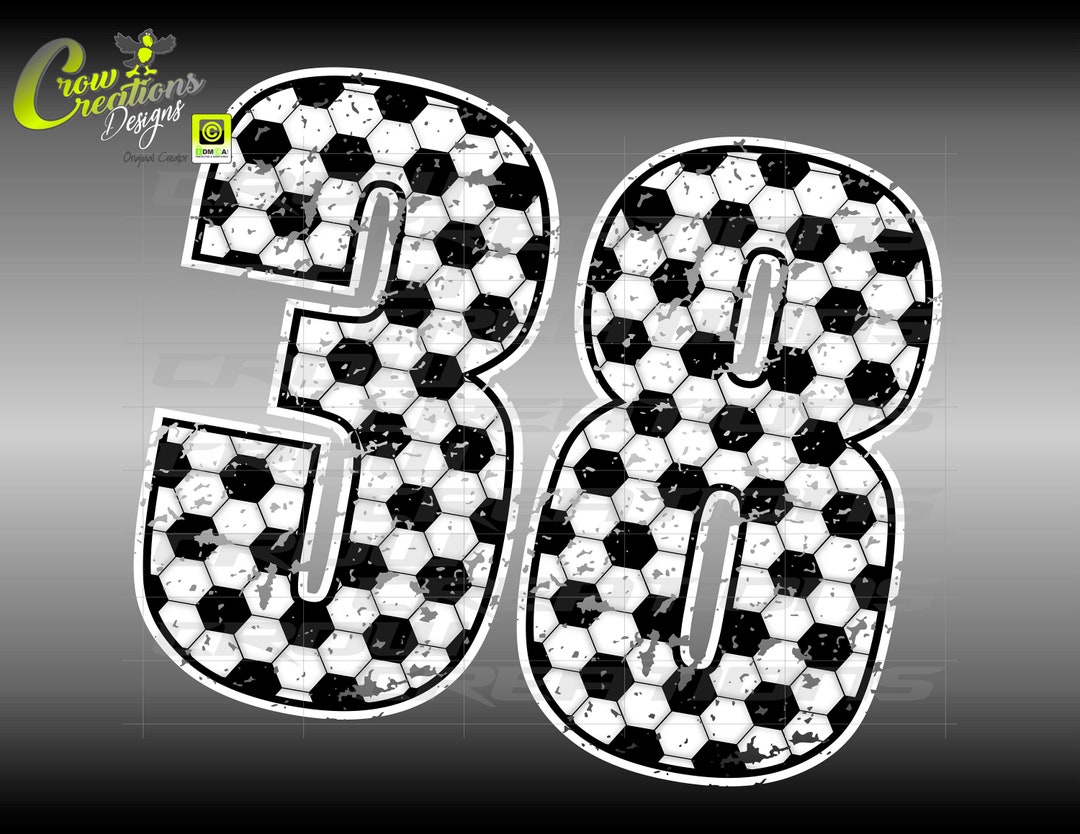 Soccer Distressed Numbers, PNG Pattern Font, Sports Ball, Digital ...