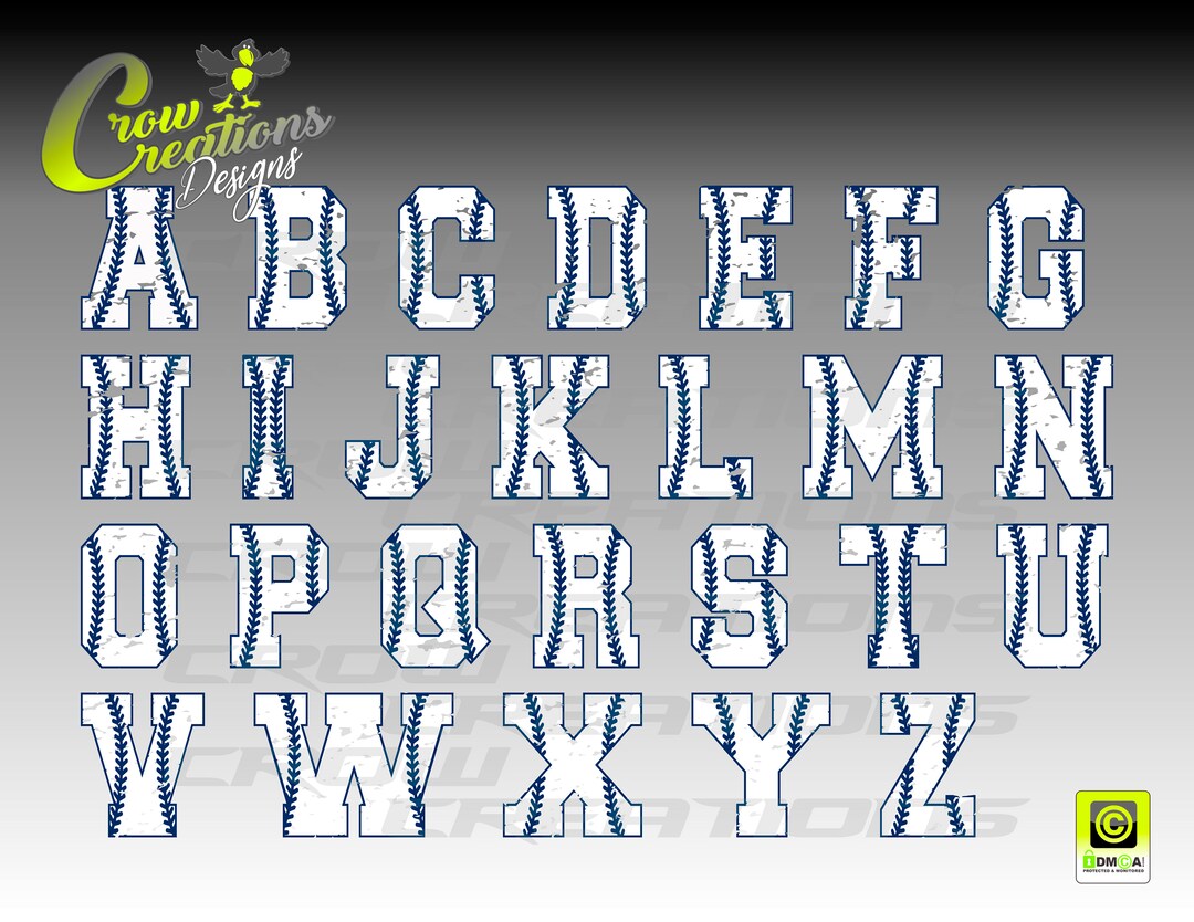 Baseball Distressed Alphabet Font, Sublimation Baseball Png, Baseball ...