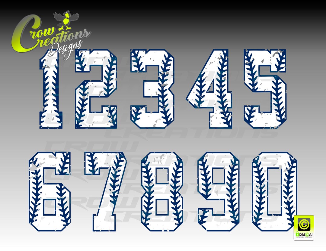 Baseball Distressed Number Font, Sublimation Baseball Png, Baseball Png ...