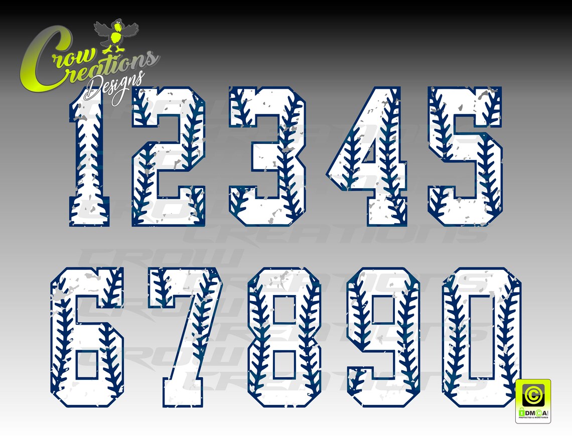 Baseball Distressed Number Font Sublimation Baseball Png - Etsy