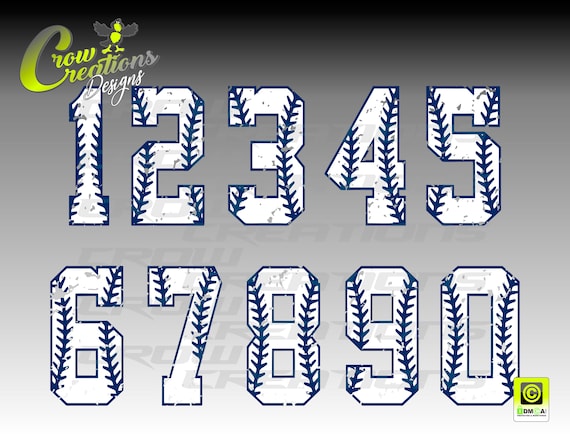 Baseball Distressed Number Font Sublimation Baseball Png | Etsy