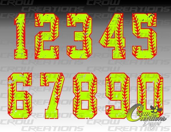 Softball Distressed Number Font Sublimation Softball Png - Etsy