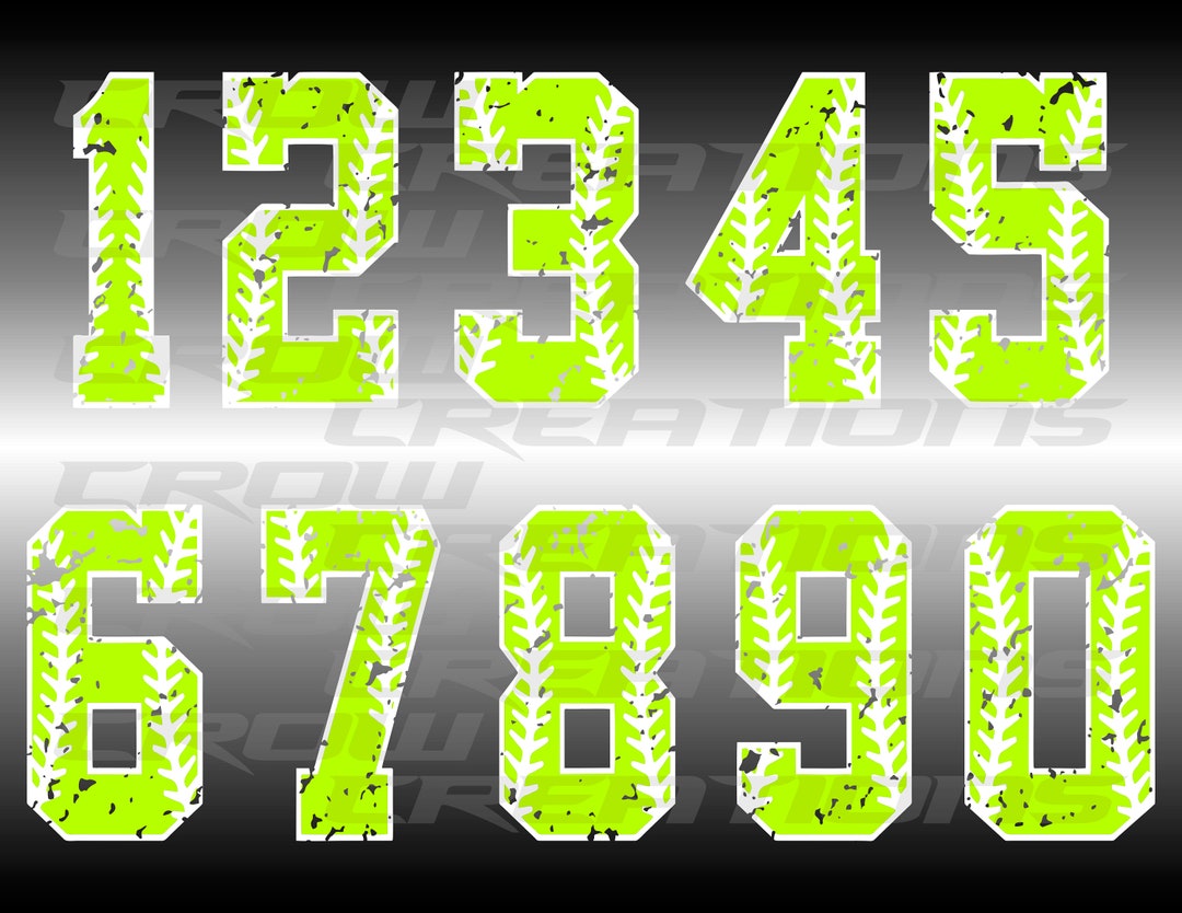 Softball Distressed Number Font, Softball Numbers Font, DTF Softball ...