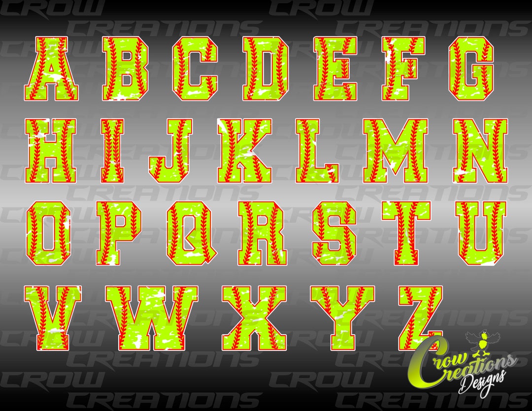 Softball Distressed White Border Number Font, Sublimation Softball Png ...