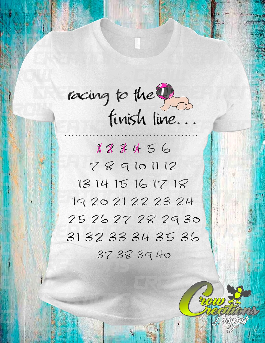 Maternity Countdown Racing Birth Announcement, Racing to the Finish ...